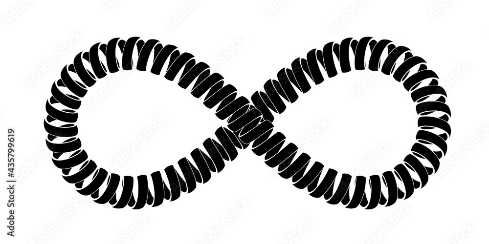 Infinity sign made of spiral ribbon. Twisted telephone cable symbol ...