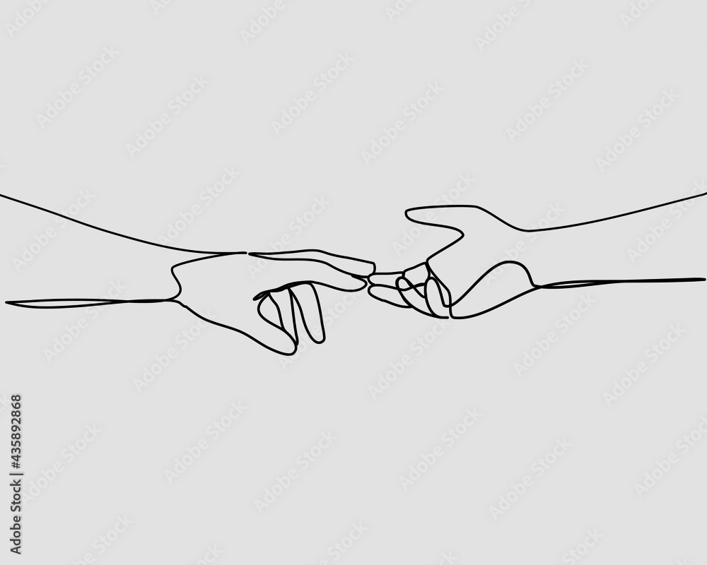 Continuous line, Giving a helping hand. Drawing of set Pray. (Vector ...