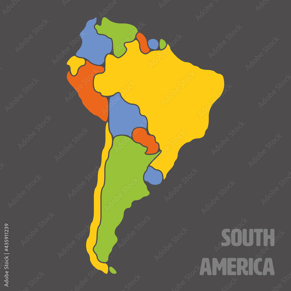 Simplified schematic map of South America. Blank isolated continent ...