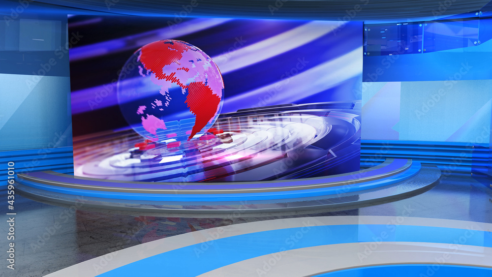 News Studio, Backdrop For TV Shows .TV On Wall.3D Virtual News Studio ...