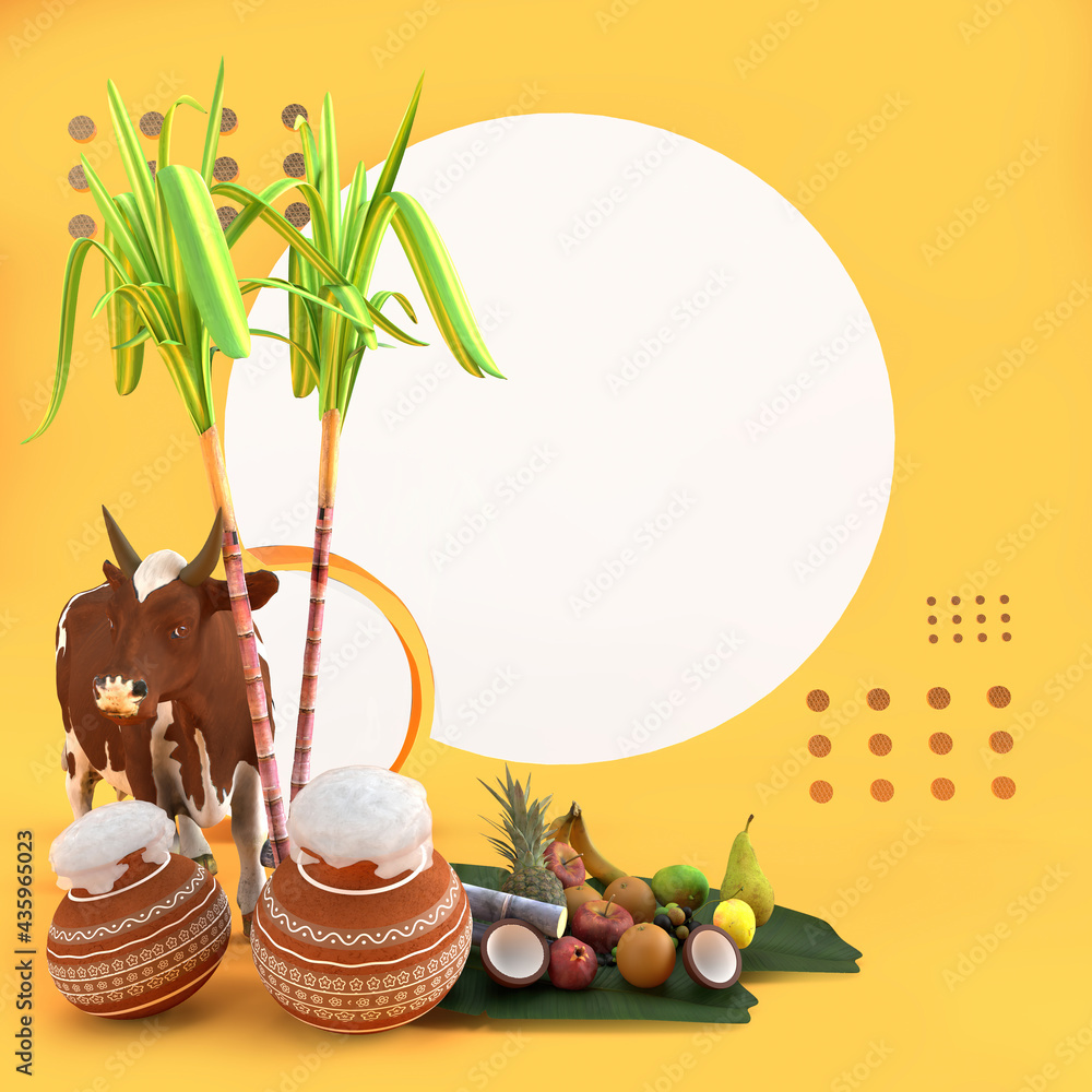pongal festival frame with sun background 3D render Stock Illustration ...