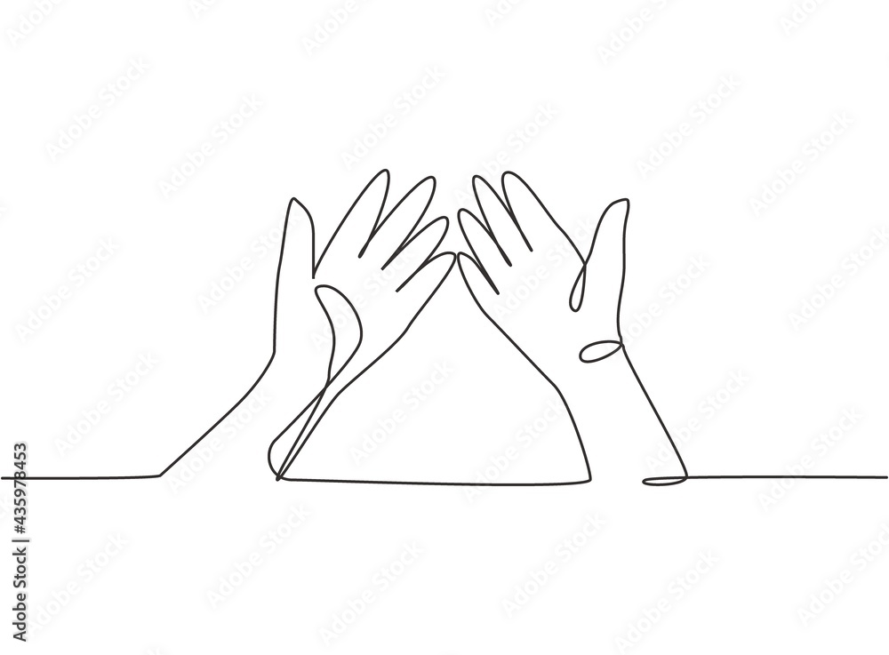 Single one line drawing of twelve steps hand washing. Finally, both ...