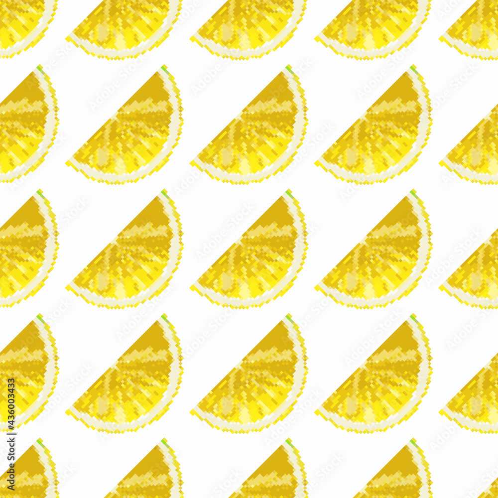 Pixel lemon. Pixel citrus. Seamless pixel pattern. Pixel art 8 bit ...