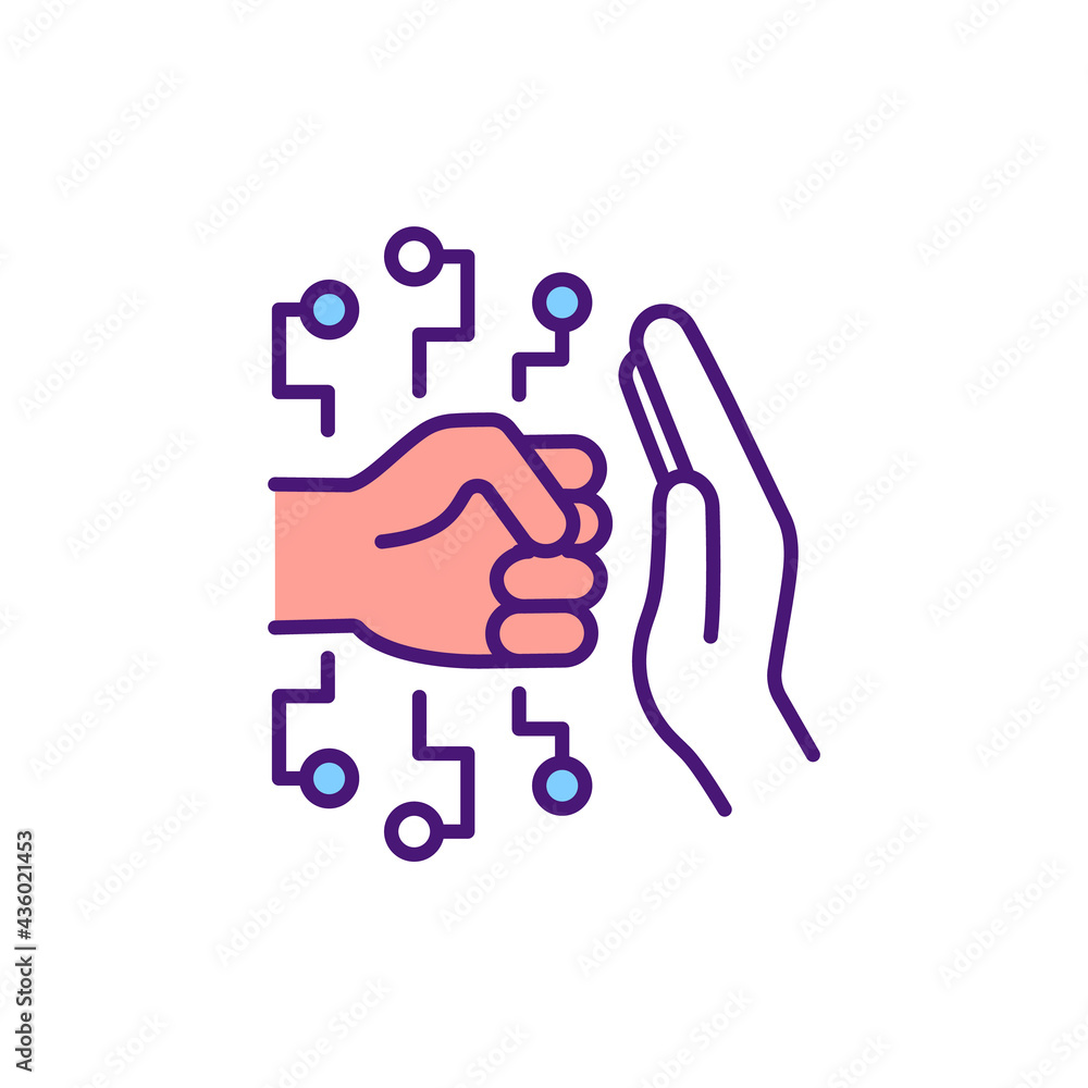 Cyberbullying prevention RGB color icon. Resisting harassment in online ...