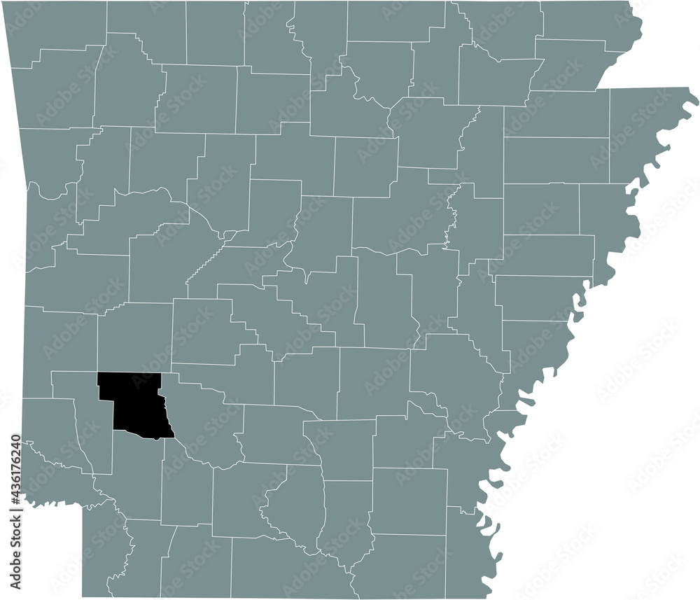 Black highlighted location map of the US Pike county inside gray map of ...