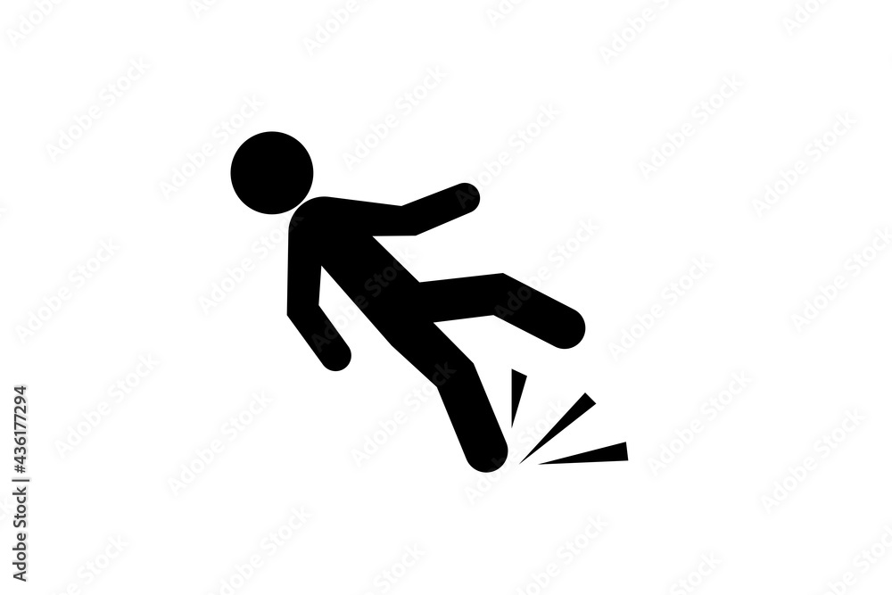 Caution symbols with stick figure man falling Stock Vector | Adobe Stock