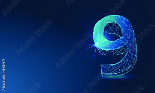 Number, 9; nine, ninth, Futuristic vector font typeface unique design ...