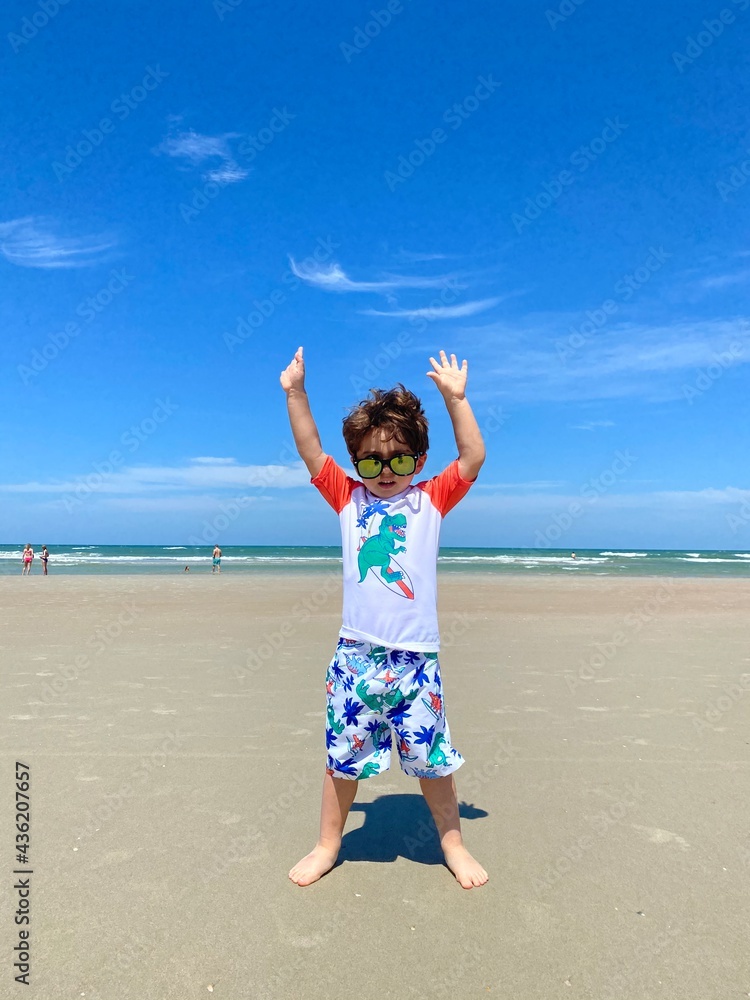 Young boy in Daytona Beach is a city on Florida’s Atlantic coast. a ...