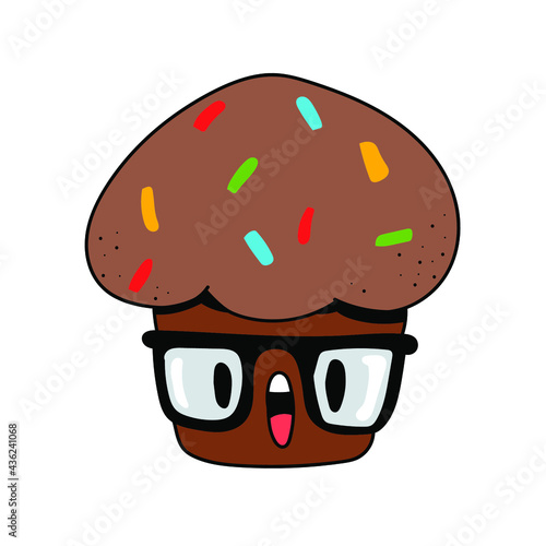 Cute cupcakes emoticons. Cartoon birthday clipart design, Love concept ...