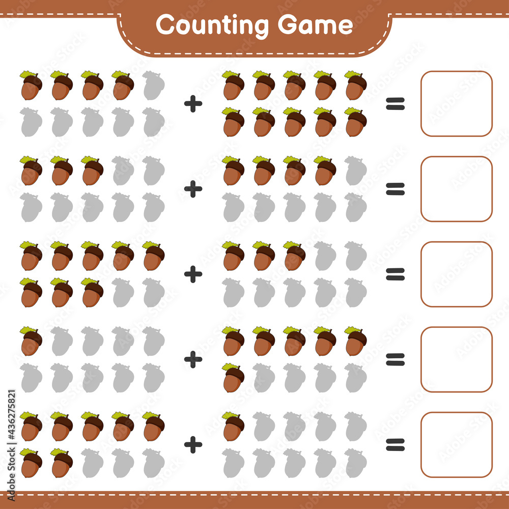 Counting game, count the number of Acorn and write the result ...