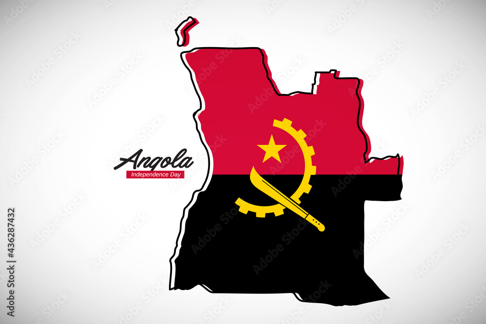 Happy independence day of Angola. Creative national country map with ...