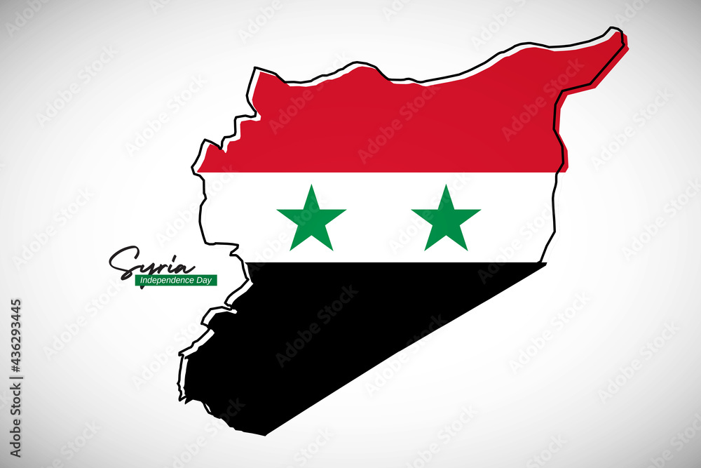 Happy independence day of Syria. Creative national country map with ...