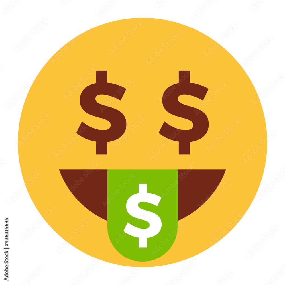 Flat color style emoji money tongue. Stock Vector | Adobe Stock