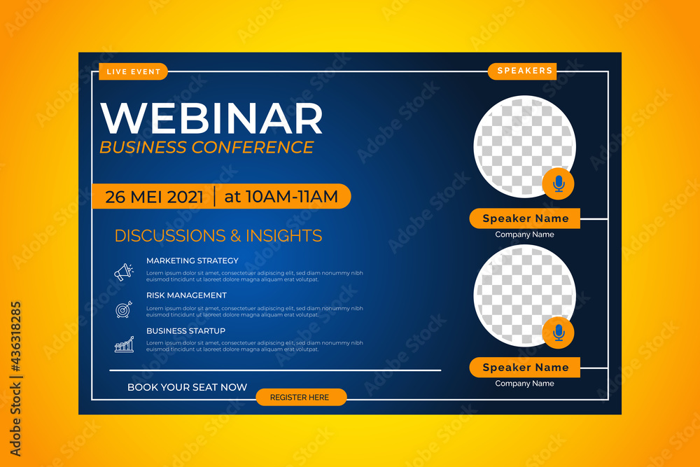 Invitation web banner to the online conference. Business webinar ...