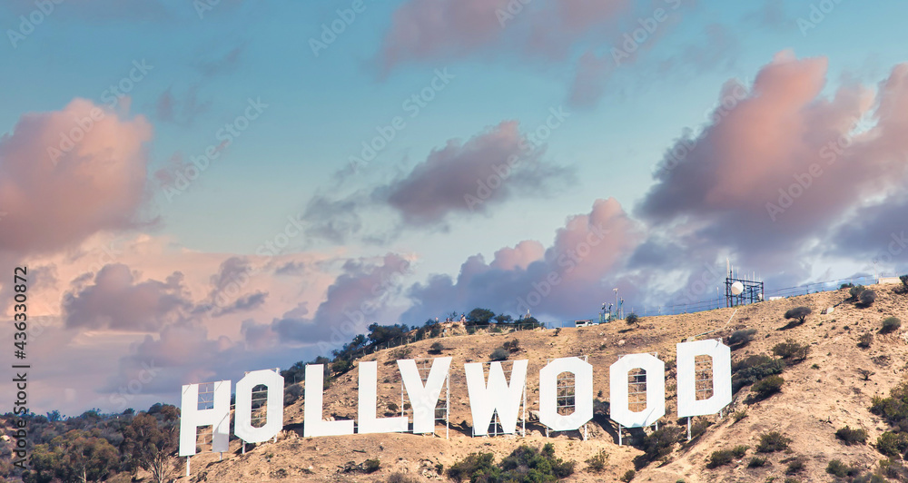 Hollywood sign in Los Angeles on blue sky Stock Photo | Adobe Stock