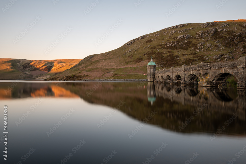 Elan valley reservoirs and dams in spring time in the welsh countryside ...