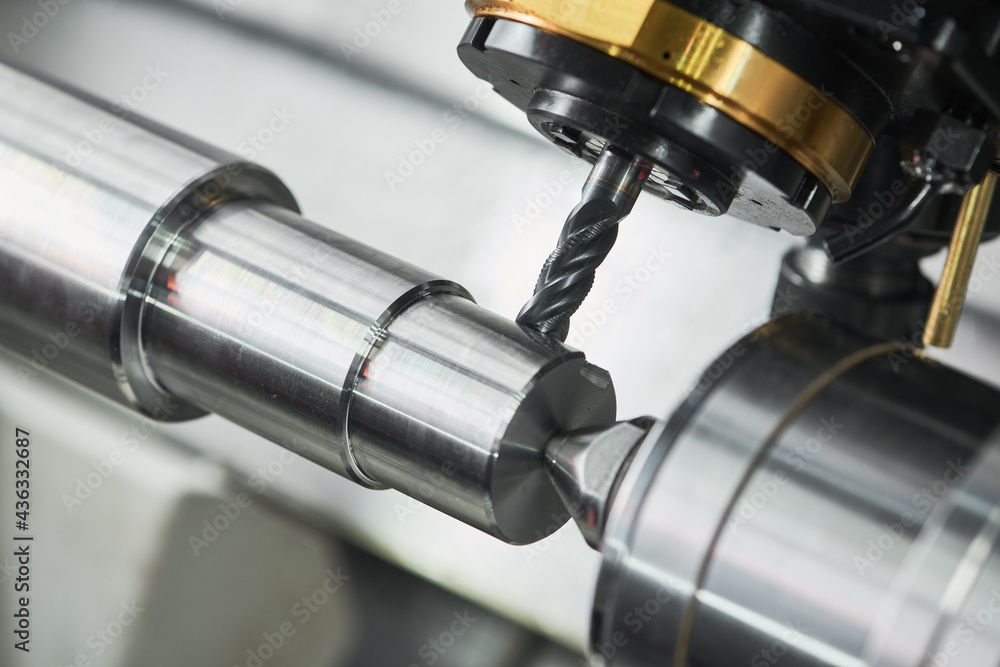 milling on lathe cnc machine. metal cut industry. Precision ...