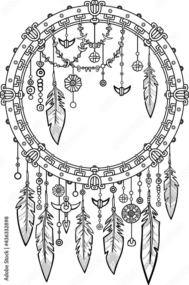 Talisman dreamcatcher with feathers.Motives of the American Indians ...