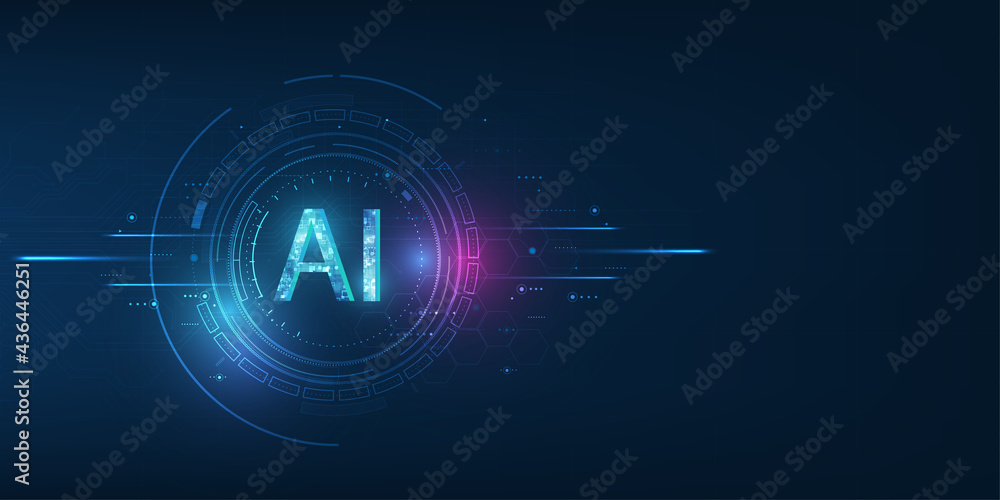 Abstract futuristic digital and technology on dark blue color ...