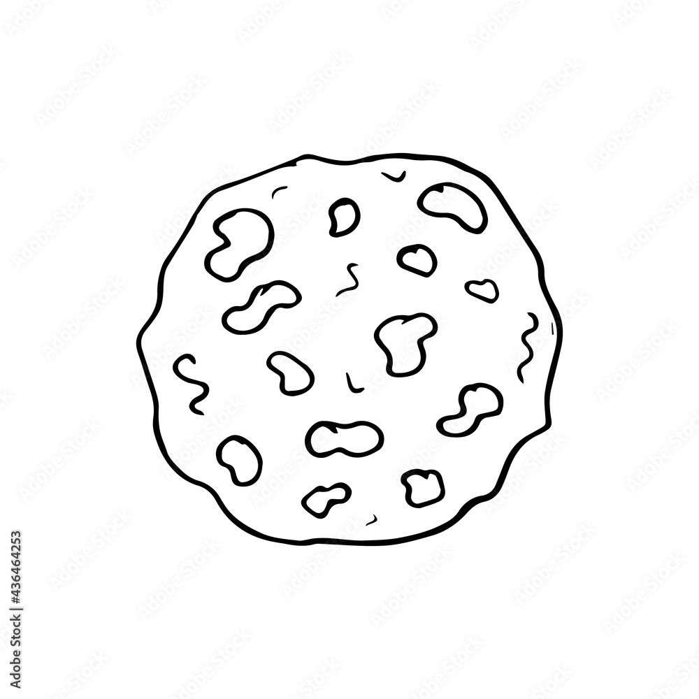 Hand-drawn asteroid with craters and impact marks on the surface ...