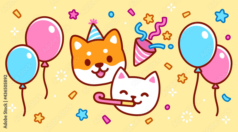 Cartoon party celebration characters Stock Vector | Adobe Stock