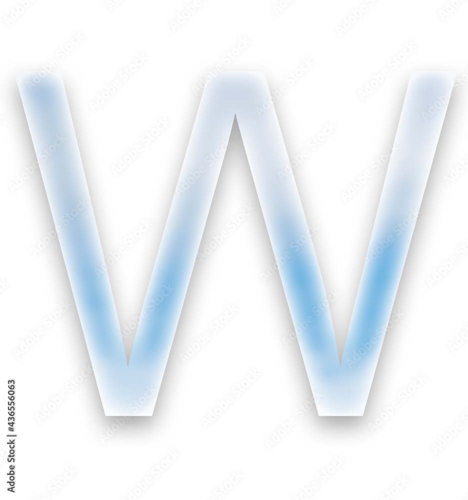 Capital letter W filled with an image of clouds on a transparent ...