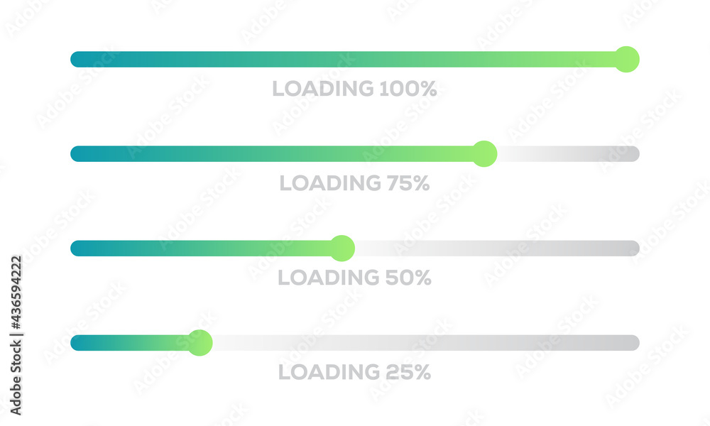 set of Loading bar vector illustration. Progress visualization. Loading status collection. Web ...