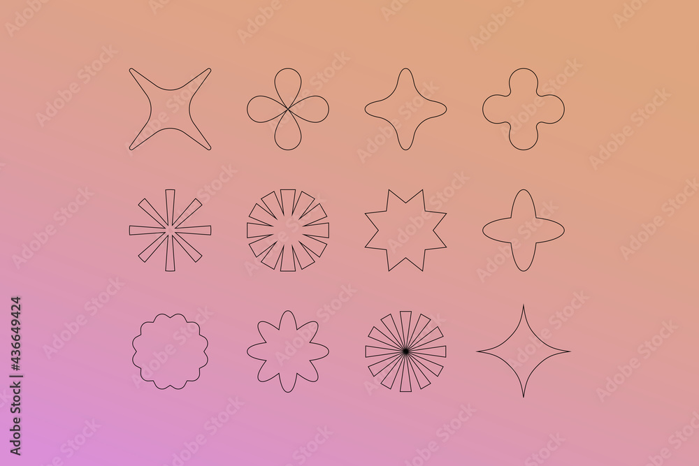 Vector set of linear design elements for logo templates in modern ...