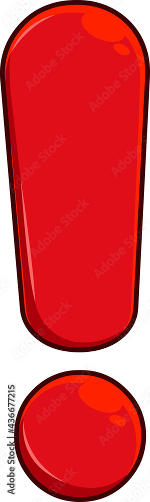 Cartoon Red Exclamation Mark. Vector Hand Drawn Illustration Isolated ...