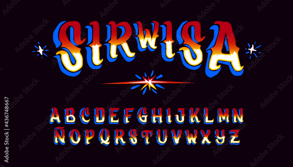 Chicha peru style lettering set, color and colorful culture Stock ...