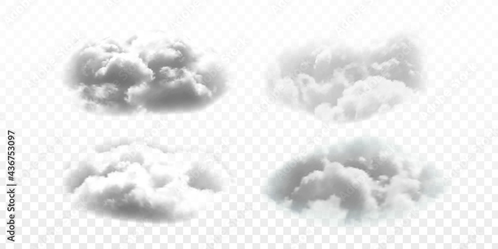 Vector set of realistic isolated cloud for template decoration and ...