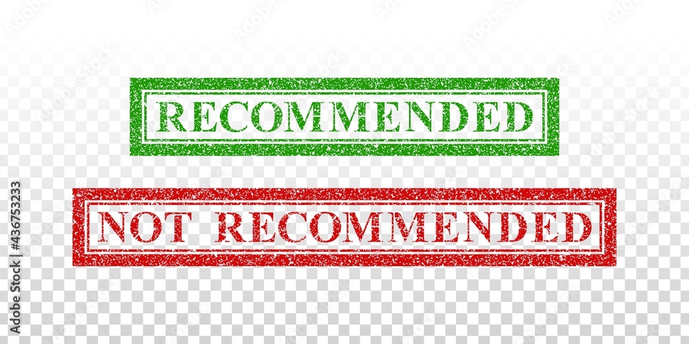 Vector set of realistic isolated green and red rubber stamps of ...