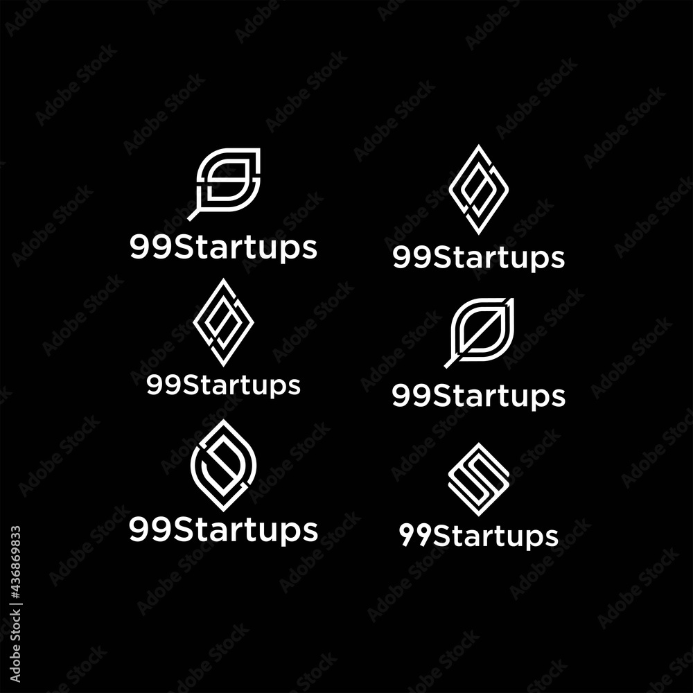 set of initial letter s and number 9 line logo designs inspires 99 ...