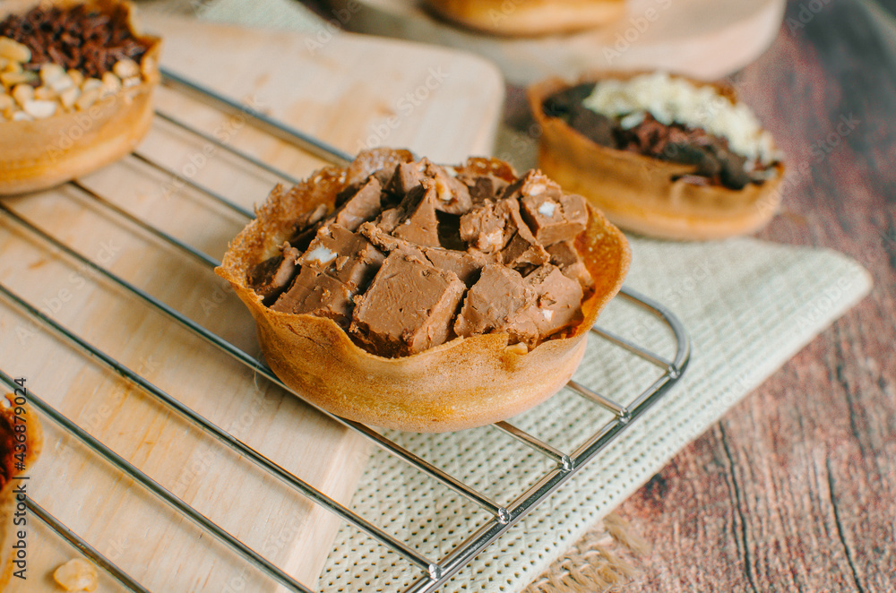 Martabak Manis is Indonesia dessert. Sweet Martabak with chocolate ...