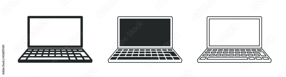 Laptop icon. Portable computer symbol. Office device logo sign. Vector ...