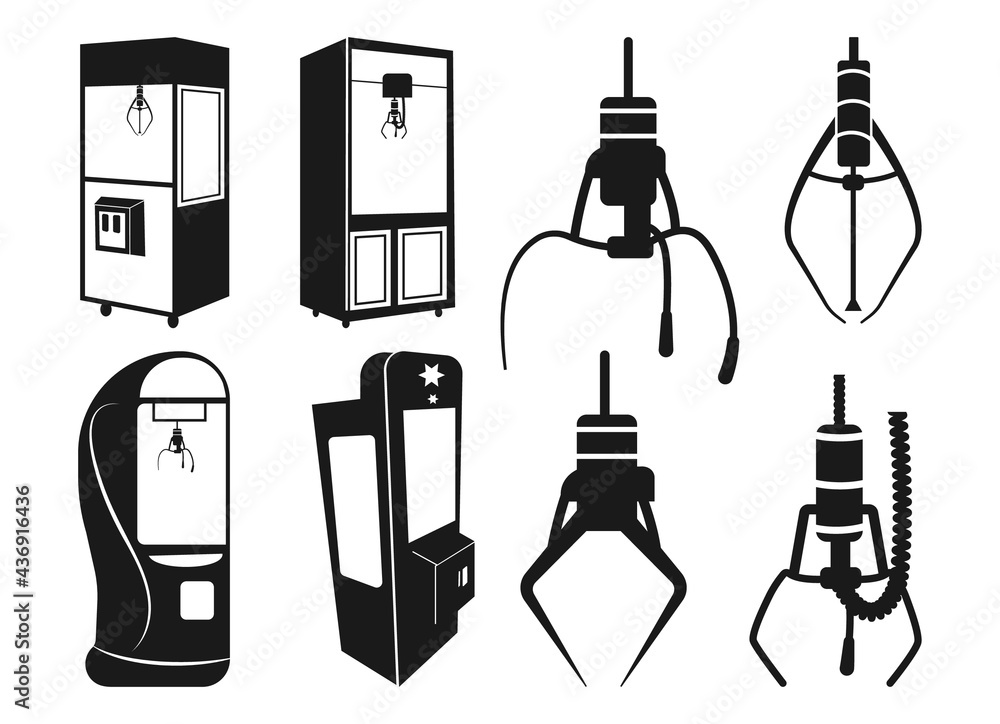 Crane Claw Machine, Prize, Arcade Clipart, silhouette Stock Vector ...