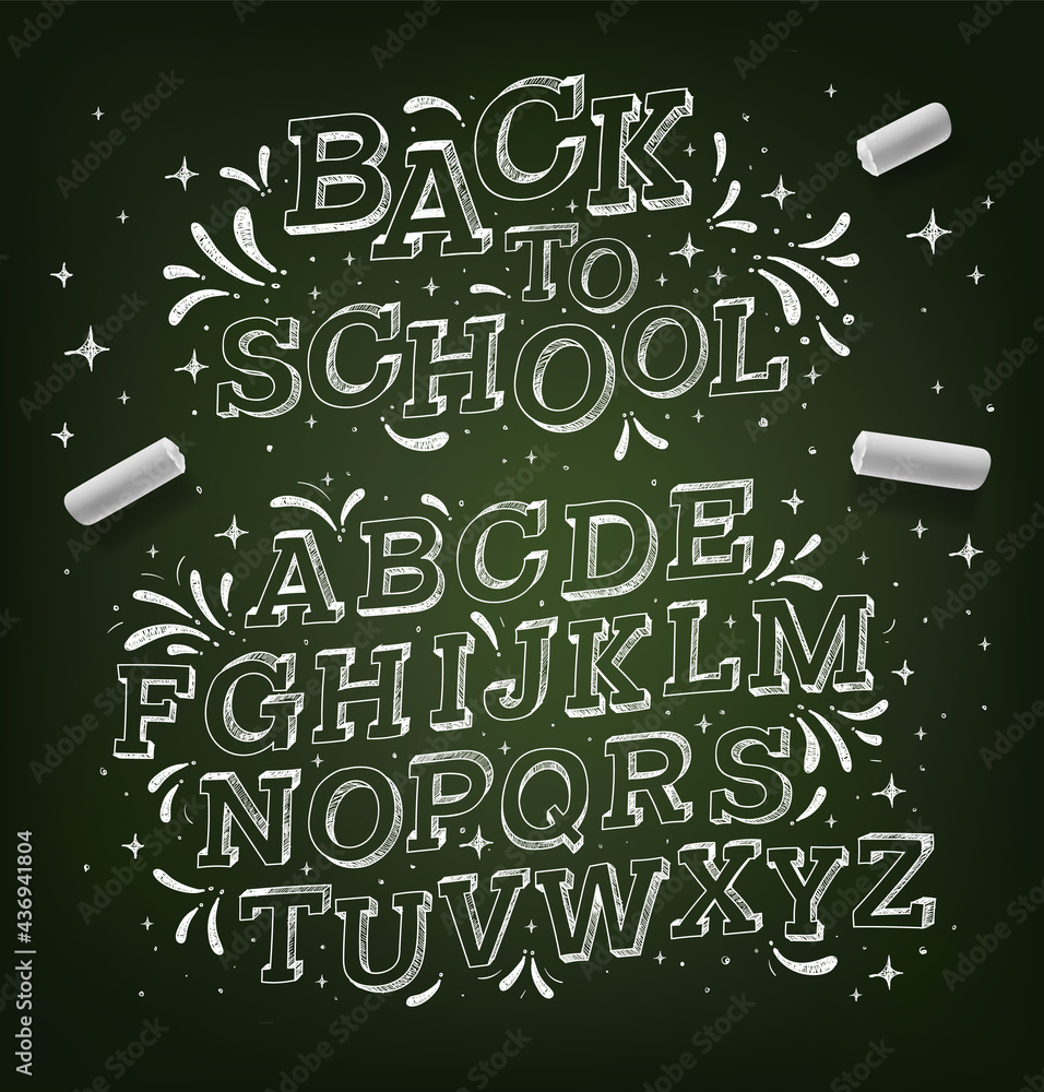 Chalk alphabet. Font pencil vintage alphabet drawing with chalk on ...