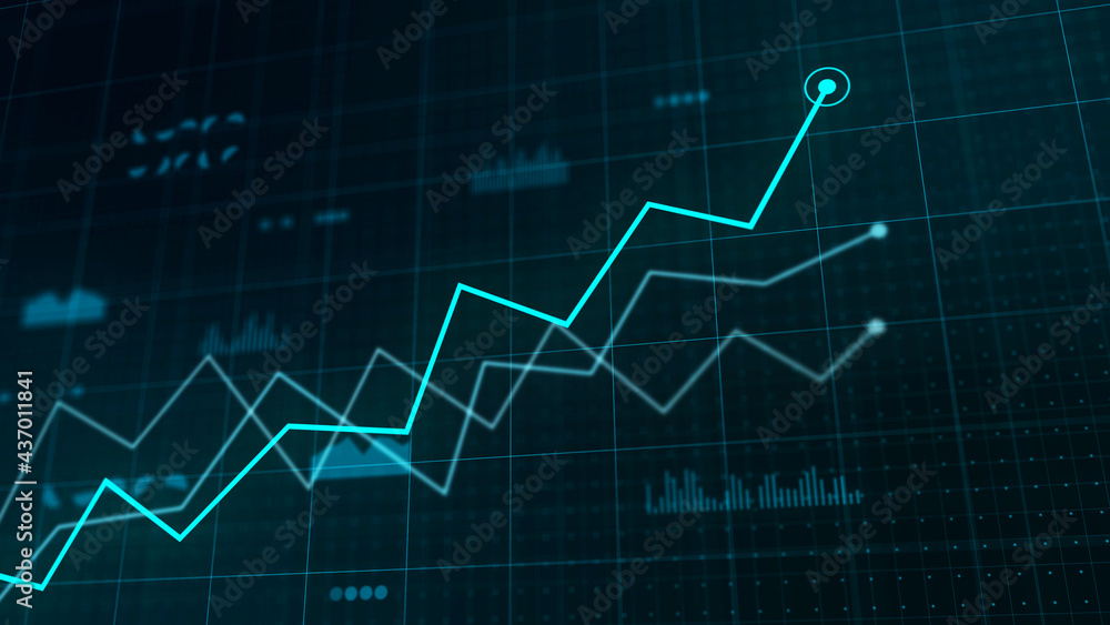 Growing line charts business competition concept - Hi tech digital ...