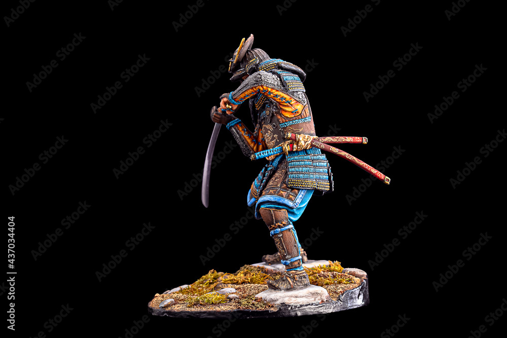 Beautiful, colored chess pieces in the form of people with weapons ...