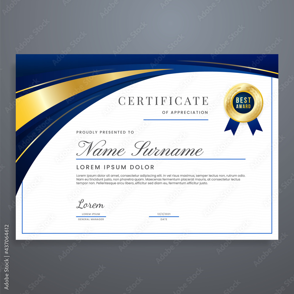 Certificate design template vector, abstract certificate border with ...