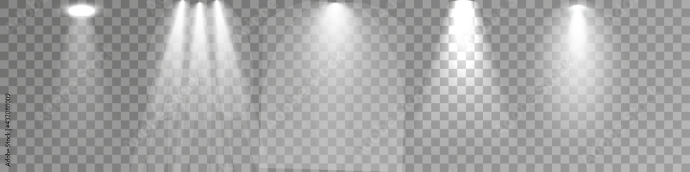 Set of Spotlight isolated on transparent background. Vector glowing ...