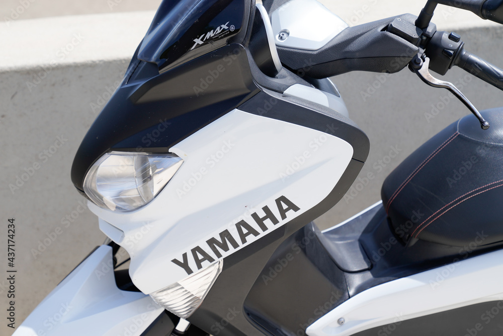 Yamaha X-MAX logo brand and text sign on scooter side front panel ...