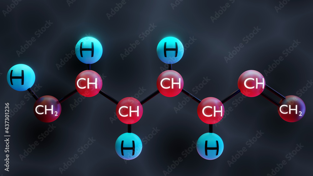 3d render of Glucose (dextrose, D-glucose) molecule. Linear form ...