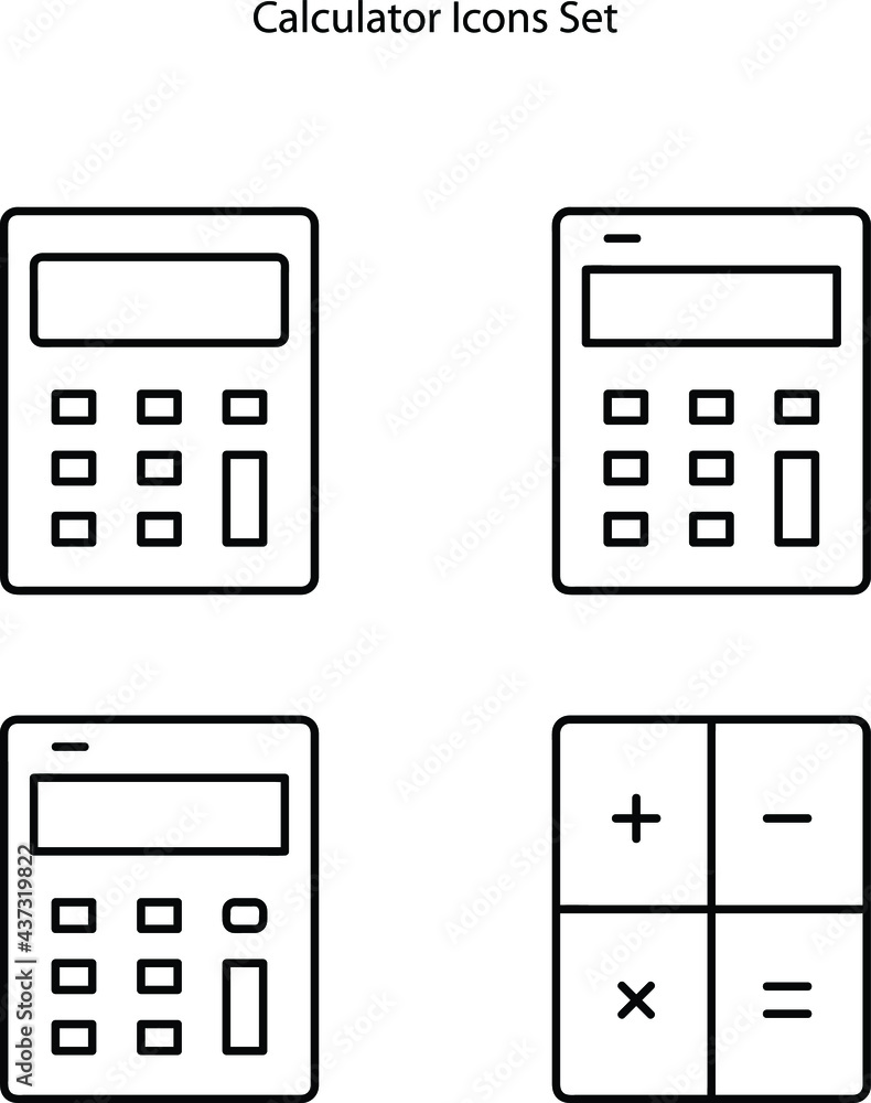 calculator icons set isolated on white background. calculator icon thin ...