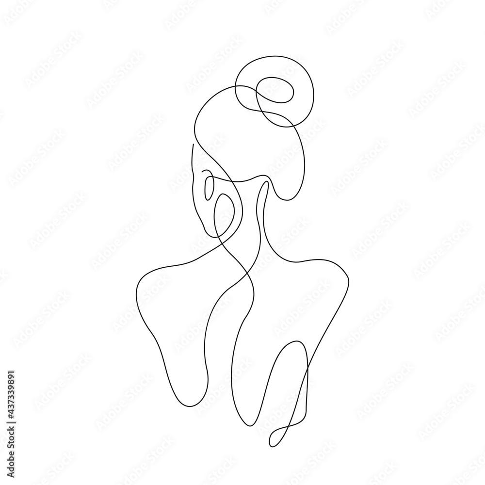 Woman One Line Drawing. Female Figure Continuous Line Art Drawing ...