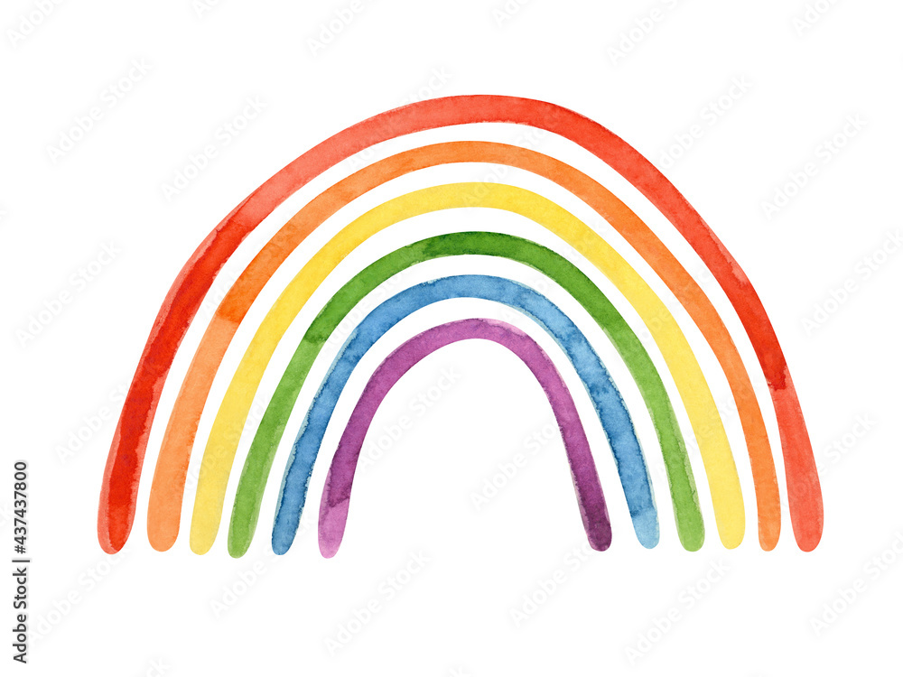 Multicolored Rainbow. Watercolor Clipart on White Background Stock ...
