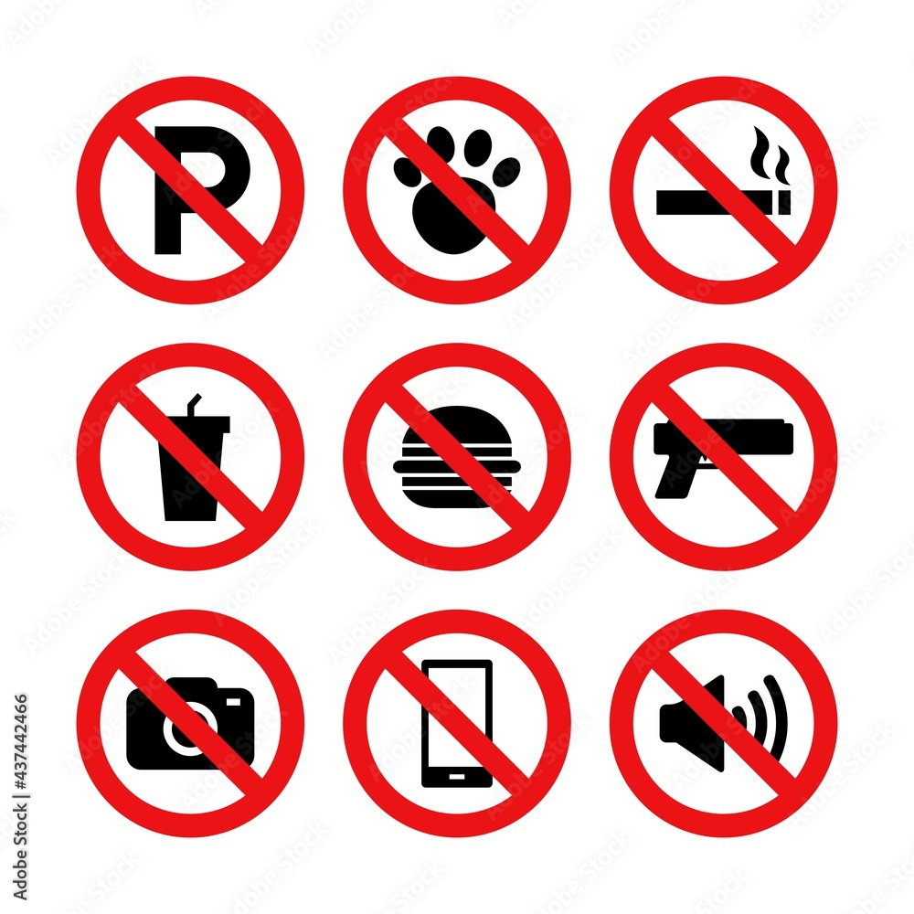 Prohibition and restriction signs vector set Stock Vector | Adobe Stock