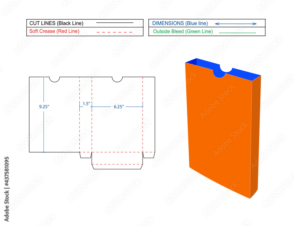Vector de Stock Resizable Book cover box with top holding notch 9 x 6 x ...