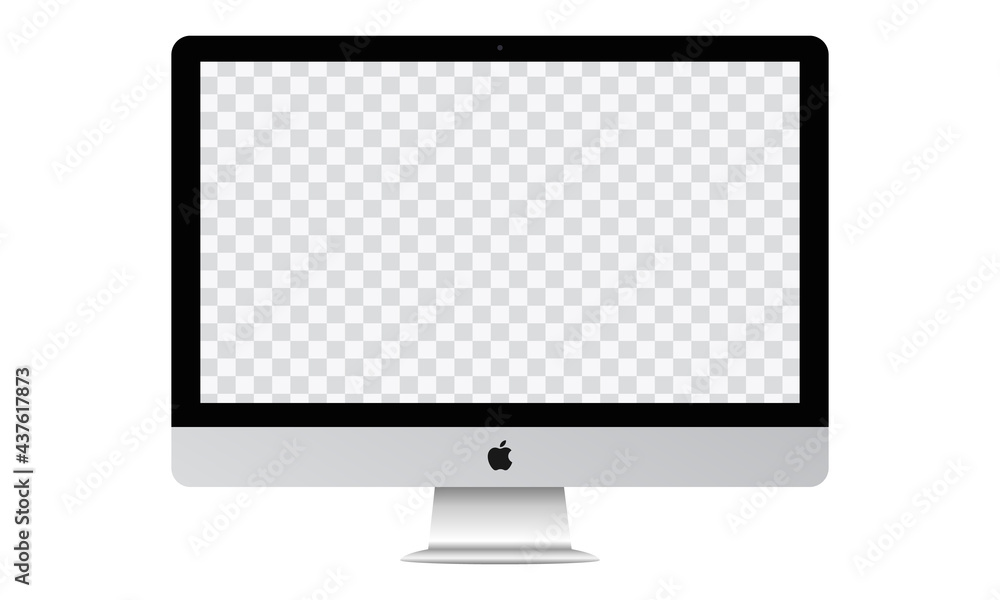 Apple iMac screen mockup. Computer monitor vector template. Stock ...
