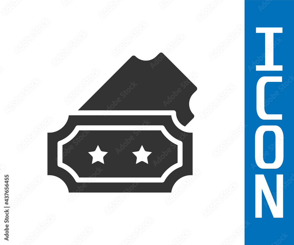 Grey Ticket icon isolated on white background. Amusement park. Vector ...